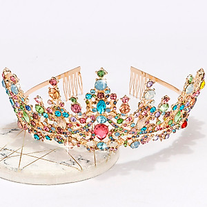 Chanaco Birthday Tiara Birthday Sash for Women Birthday Queen Sash Birthday Crowns for Women Gold Tiaras Happy Birthday Decorations Princess Rhinestone Headband Birthday Party Suppliers Gifts