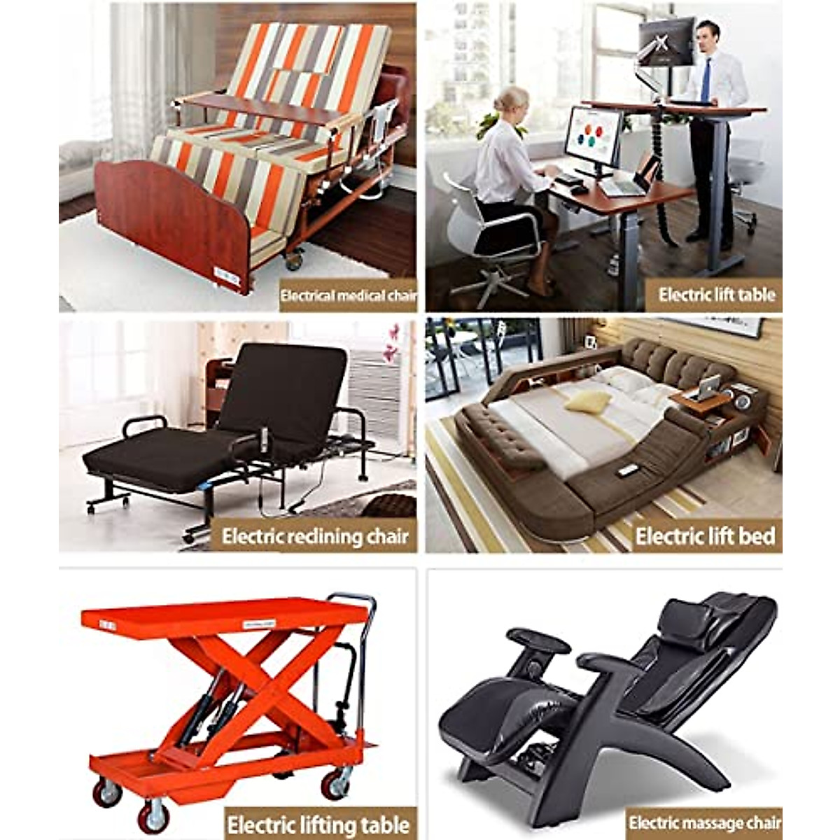 Electric Heavy Duty Linear Actuator Motor DC 12V 24V 50mm - 800mm High Speed/Low Speed Max. 2000N Waterproof IP65 Electric Stand Lifting Rod(60mm/s-250N(25KG),12V-100mm)