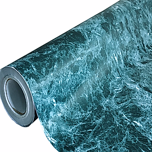 Self Adhesive Vinyl Glossy Green Marble Contact Paper for Kitchen Countertop Table Desk Furniture Decor Waterproof Removable 15.7X117 Inches