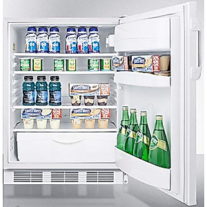 Summit Appliance FF6WBI7IF Commercially Listed Built-in Undercounter 24" Wide All-Refrigerator for General Purpose Use with Auto Defrost, Integrated Door Frame for Overlay Panels and White Cabinet