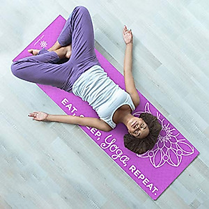 Life Energy 4mm TPE EkoSmart Yoga Mat - Yoga Repeat, Purple