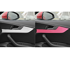 Toworldit 4pcs/Set Alcantara + ABS Material Inner Door Handle Cover Trim Sticker Compatible with Audi A4L 2017-2021 (Pink)