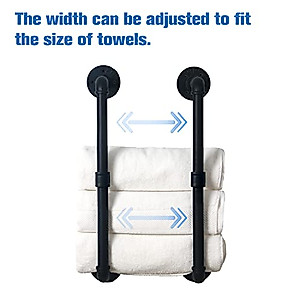 HouseAid Industrial Pipe Towel Rack, Farmhouse Bathroom Towel Storage Holder, Vintage Style Towel Organization, Wall Mounted, Matte Black