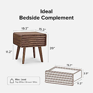 mopio Ensley Nightstand, Side Table, End Table, Mid Century Modern Nightstand, Bedside Tables, Small Nightstand with Drawers, Side Table with Storage, for Living Room, Bedroom (Set of 2)