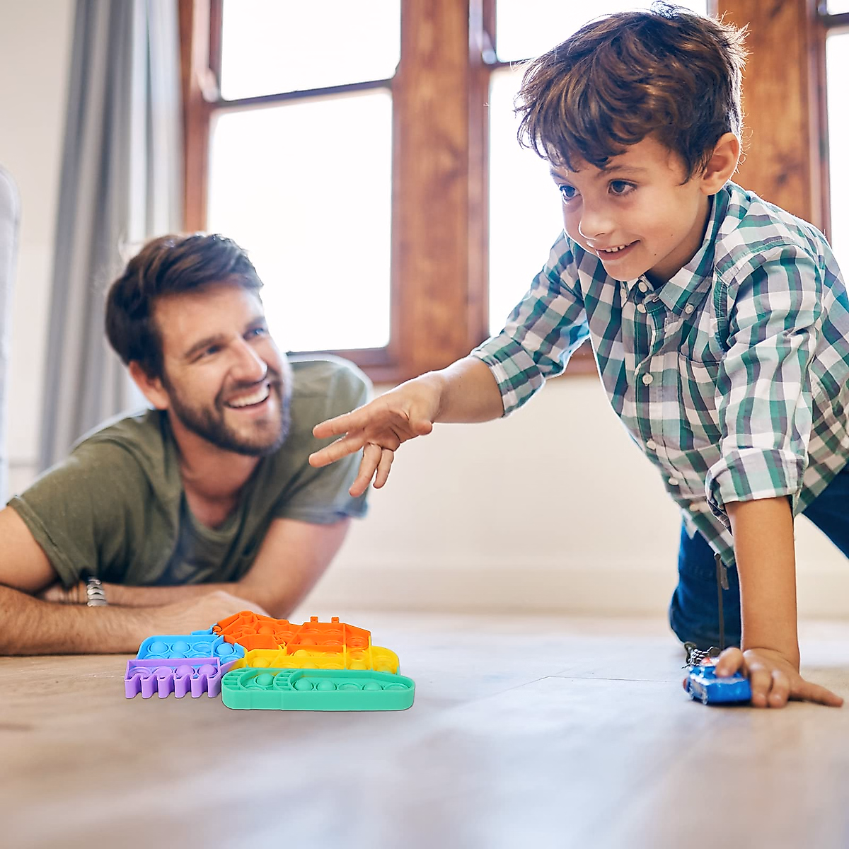 Silicone Pop Push Bubble Fidget Sensory Toy,Stress Reliever Autism Special Need Anti-Anxiety Squeeze Toy,Cute Rainbow Excavator Digger (Rainbow)