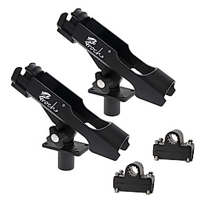 Fishing Boat Rods Holder with Large Clamp Opening 360 Degree Adjustable Fishing Rod Racks Folding Rod Holder 2pcs