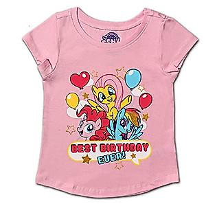 My Little Pony Girl's Best Birthday Ever Blouse Tee Shirt, Short Sleeve, Pink, Size 4