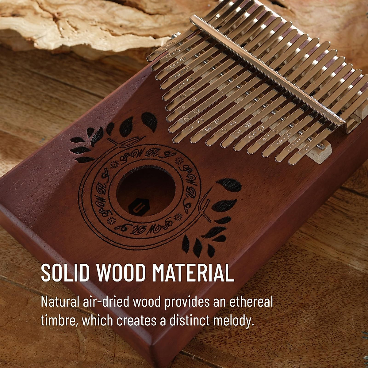 UNOKKI Kalimba 17 Key Thumb Piano with Ore Steel Tines, Includes Hard Case, Portable Mahogany Mbira with Instruction, Finger Covers & Tune Hammer, Gift for Kids, Adults, Men and Music Lovers (Cherry)