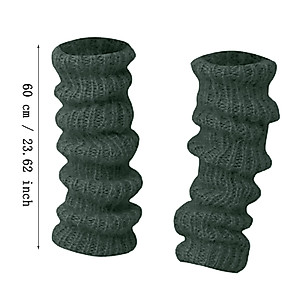 Womens Wool Knit Knee Leg Warmers Y2K Kawaii Thigh High Calf Boot Cuffs Winter Goth Stacked Crochet Loose Tube Long Stocking