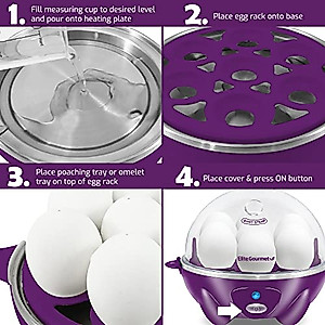 Elite Gourmet Easy Electric 7 Egg Capacity Cooker, Poacher, Omelet Maker, Scrambled, Soft, Medium, Hard Boiled with Auto Shut-Off and Buzzer, BPA Free