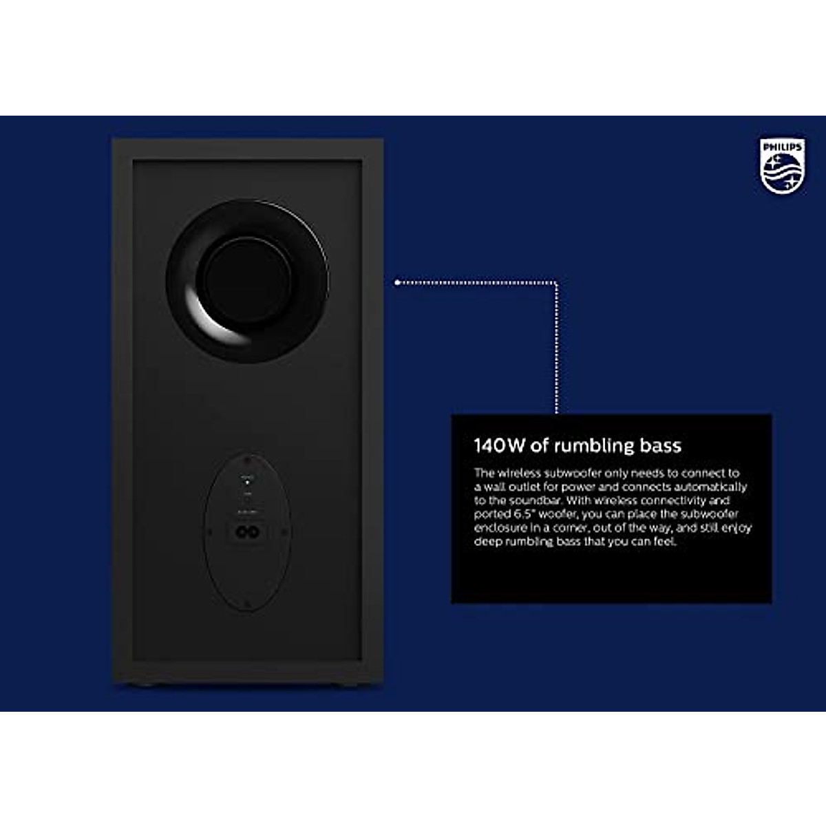 PHILIPS Soundbar with Wireless Subwoofer, Sound bar for tv 2.1-Channel Bluetooth, 300 Watts Dolby Audio Performance, Theater Audio Speakers