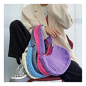 SFMZCM Crochet Women Shoulder Bag Handmade Knitting Hobos Tote Wide Strap Handbags and Purses Woven Clutch (Color : C, Size : 1)
