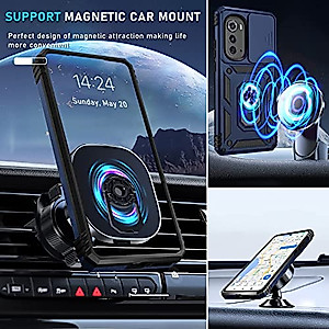 Motorola Moto Edge 2022 Case Built in Slide Camera Cover and Screen Protector [Not for Edge Plus],Heavy Duty Shockproof Full Body Phone Cover,Built in Finger Ring Stable Holder Kickstand,2022 Blue