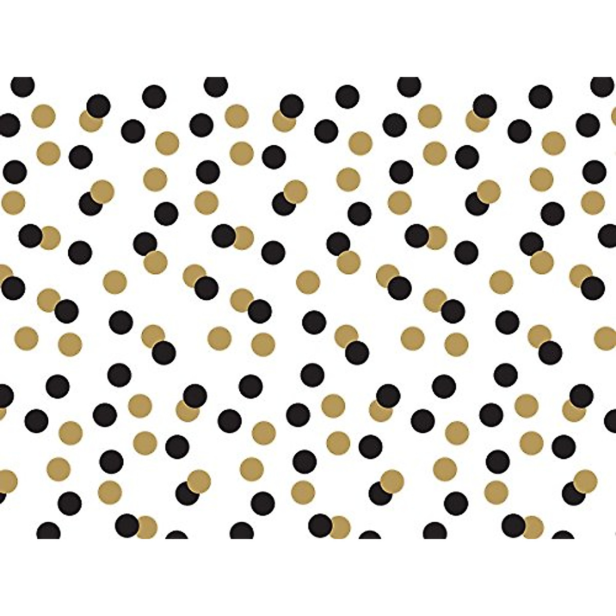 Printed Tissue Paper for Gift Wrapping with Design (Black & Gold Polka Dots on White), 24 Large Sheets (20x30)
