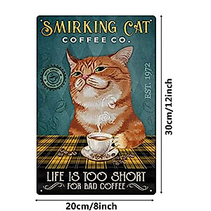 Smirking Cat Metal Tin Sign Wall Plaque Retro Coffee Shop Bar Club Pub Decoration Poster 8x12 inch Sign3
