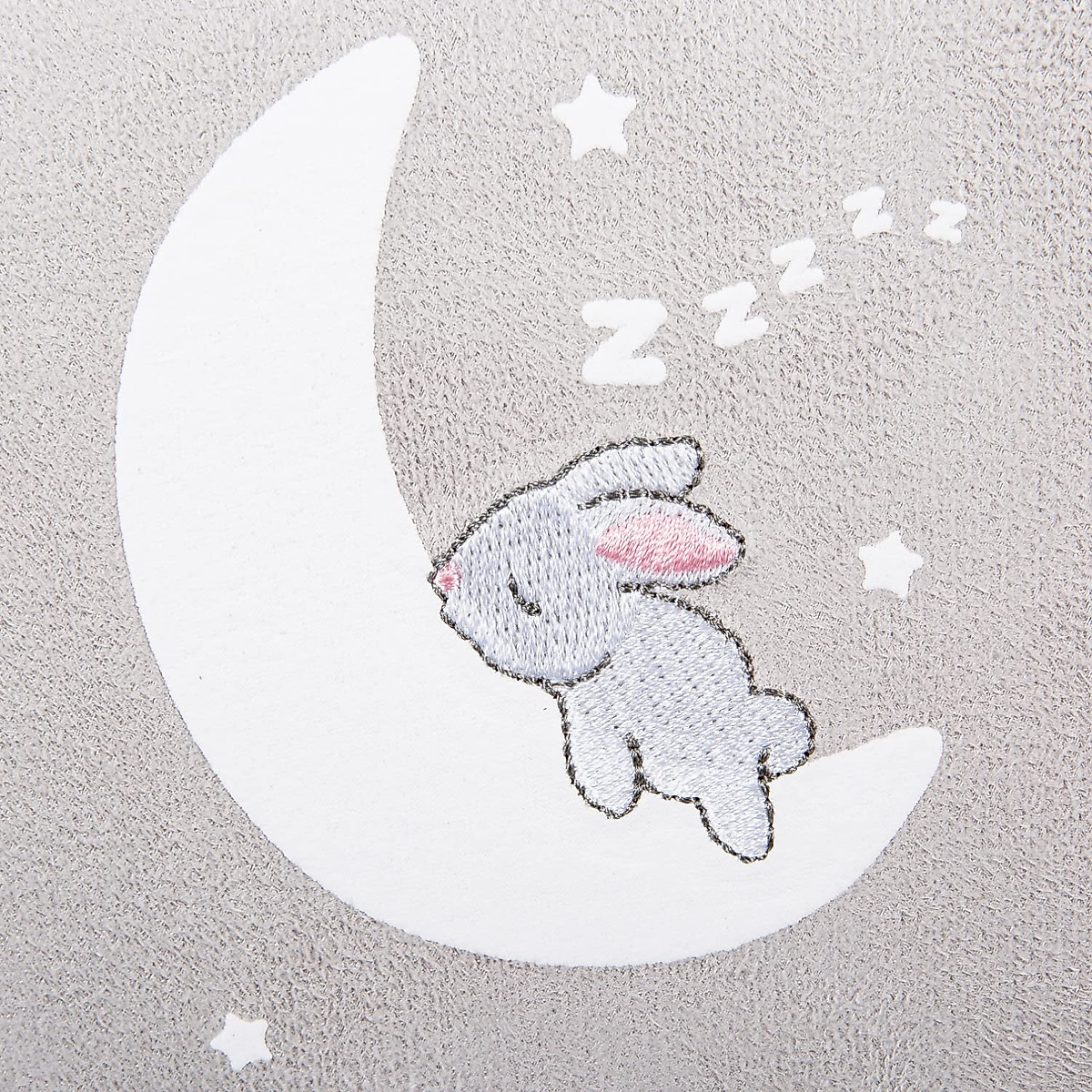 Happy Homewares Cute and Beautiful Neutral Grey Suede Baby Shower Photo Album - 80 Spaces for 4x6 Photos | White Moon and Stars