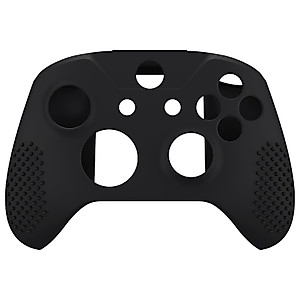 eXtremeRate Soft Anti-Slip Silicone Controller Cover Skins Thumb Grips Caps Protective Case for Xbox One X S Controller - Black