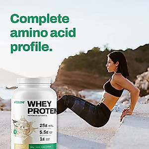 VITASAVE Whey Protein Powder Vanilla – 100% Whey Protein Powder, 25g Protein Per Serving – Grass-Fed, Gluten-Free, BCAAs, Amino Acids - 26 Servings, 832g Tub (Vanilla)