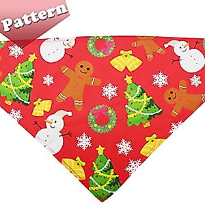 Covoroza 2 Pack Christmas Dog Bandanas Reversible Triangle Bibs Scarf Accessories X-mas for Dogs Pets Animals Red and Green