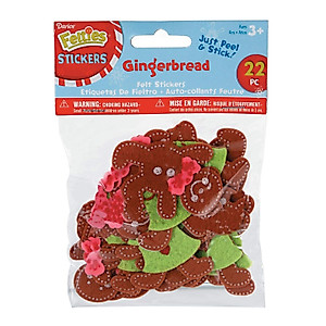 Christmas Holidays Felties Felt Snowmen & Gingerbread Stickers - 10pc Snowmen Stickers & 22pc Gingerbread Stickers - for Christmas Arts & Crafts, Stocking Stuffers, & More! - Bundle of 2-Items