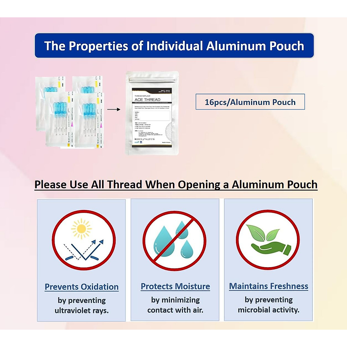 ACE - Multi Thread/L Cannular PDO thread for Forehead/Nose/Nasolabial Folds (23G38/50mm)