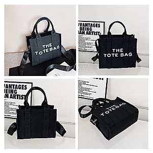 The Tote Bag for Women Crossbody Canvas Tote Bag Travel Canvas Tote Bags with Zipper Work Tote Bags Shoulder Crossbody Bags (Black)