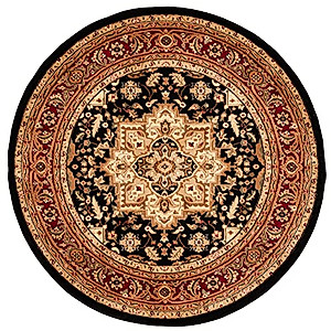 SAFAVIEH Lyndhurst Collection 6' Round Black / Red LNH330Y Traditional Oriental Non-Shedding Entryway Foyer Living Room Bedroom Kitchen Area Rug