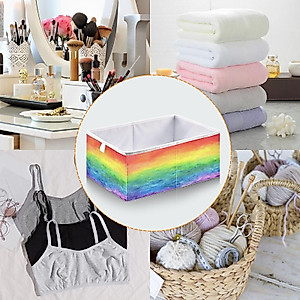 SDMKA Cube Storage Bin Rainbow Watercolor Fabric Storage Cubes Foldable Storage Baskets Collapsible Cube for Shelf Closet Home Organizers, 11 Inch