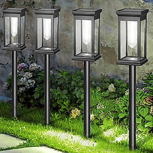 Outdoor Solar Pathway Lights, 6 Pack Solar Lanterns Outdoor Decor Lights, Bright Solar Landscape Lighting Lights Outdoor Waterproof, Auto On/Off Solar Lights for Outside Yard Backyard Garden Patio