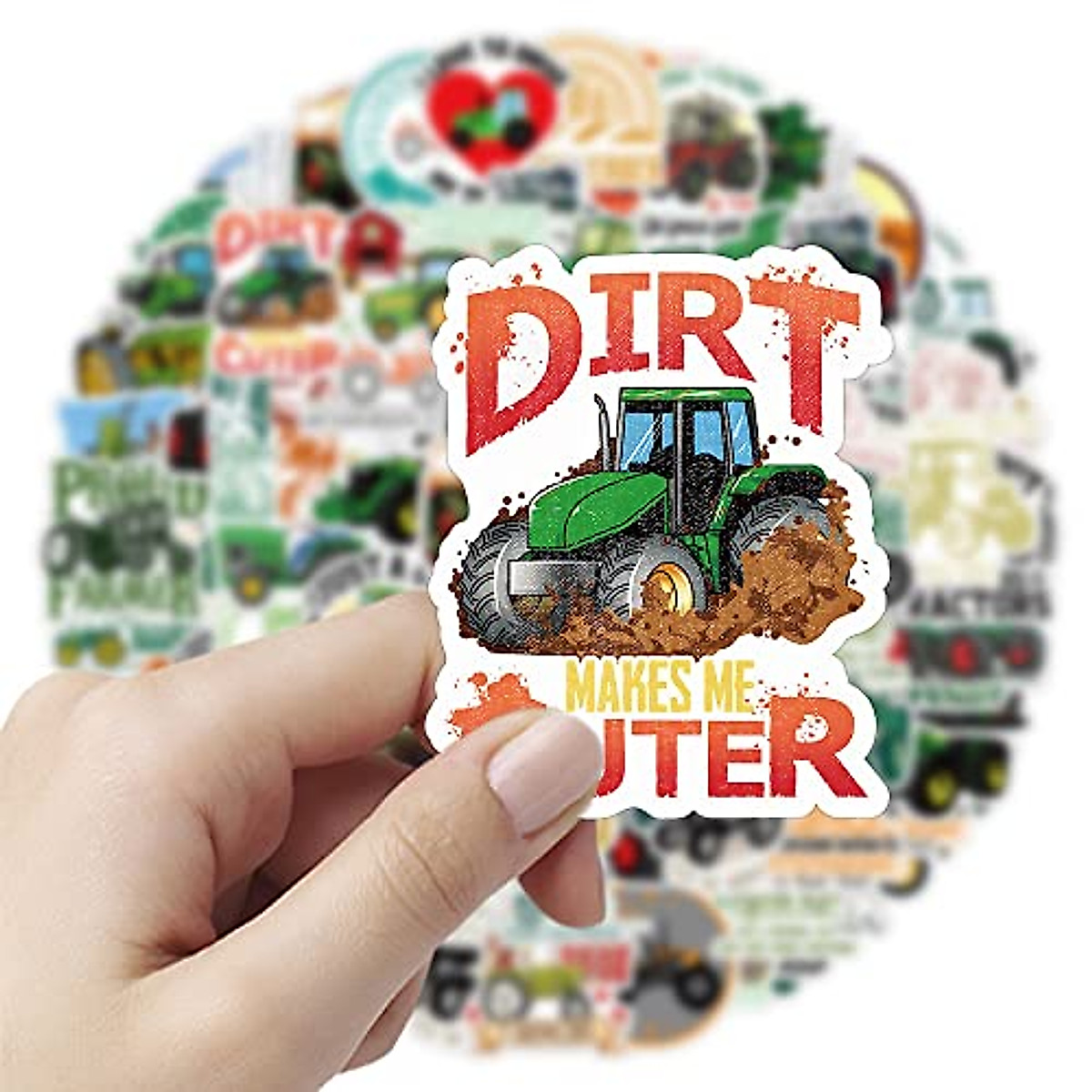 50 Pcs Tractor Stickers | Cool Deere Green Farmer Tractor Stickers for Bottle, Laptop, Skateboard, Phone - Truck and Tractor Merchandise Stickers and Decals Gifts for Kids, Teens, Adults