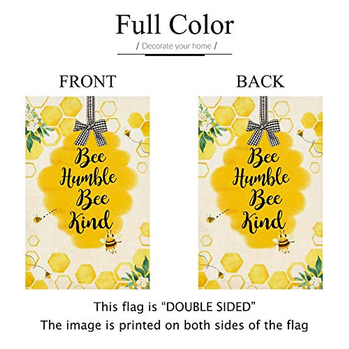 ORTIGIA Summer Bee Garden Flag Burlap 12x18inch Vertical Double Sided,Bee Humble Bee Kind Small Garden Flag Summer Honey Farmhouse Seasonal Holiday Bowknot Outdoor Yard Lawn Decorations