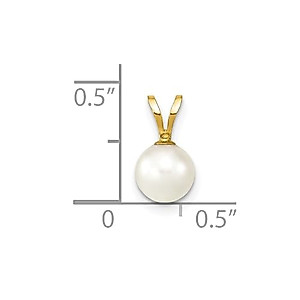 Diamond2Deal 14k Yellow Gold 6-7mm White Saltwater Akoya Cultured Pearl Pendant
