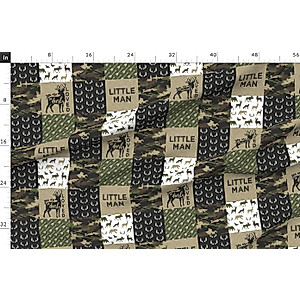 Spoonflower Fabric - Little Man Woodland Wholecloth Camouflage Camo Hunting Deer Boy Printed on Denim Fabric by The Yard - Bottomweight Apparel Home Decor Upholstery