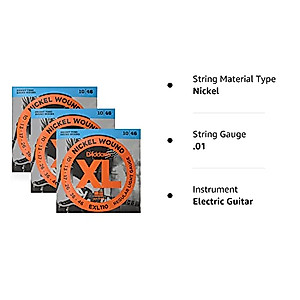 3 Sets - D'Addario EXL110 Nickel Wound Electric Guitar Strings, Light Gauge