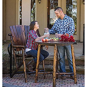 Leigh Country Bar Arm Chair with Star, Solid Back