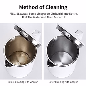 Electric Kettles Stainless Steel for Boiling Water, Double Wall Hot Water Boiler Heater, Cool Touch Electric Teapot, Auto Shut-Off & Boil-Dry Protection, 120V/1200W, 1.8Liter, 2 Year Warranty(White)