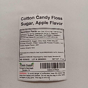 Cotton Candy Floss Sugar (2 Pack, Apple Flavor)- 11 oz Cotton Candy Flavoring Super Floss Makes 44 Cones- Candy Supplies