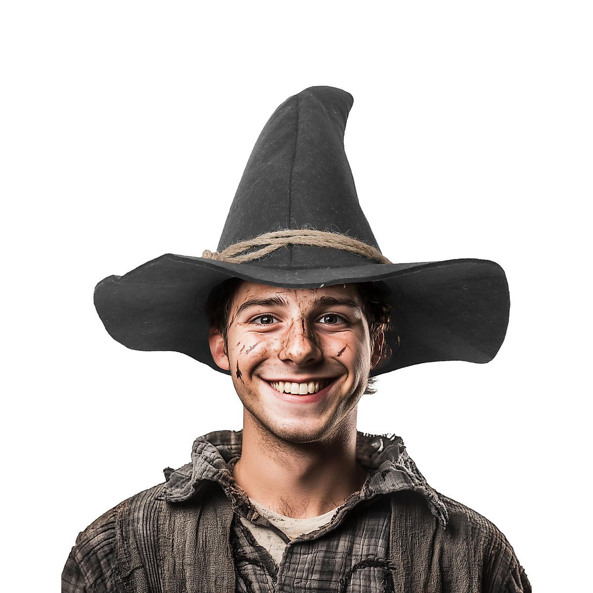 HOMELEX Grey Wizard Felt Hat Witch Sorcerer Hats Adult Costume Scarecrow Accessory for Halloween