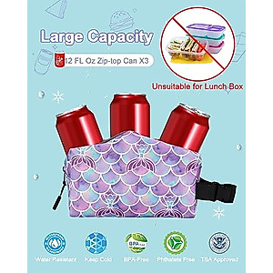 Amersun Freezable Small Cooler Bag(Built-in Ice Packs, TSA Approved), Insulated Lunch Bag for Child, Reusable Snack Bags for Kids, Portable Mini Cooler Bag with Adjustable Handle (Mermaid)