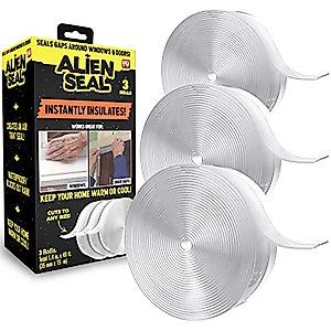 Alien Draft Seal Insulation Tape 49 Feet Transparent Silicone Weather Stripping Door Seal Strip and Under Door Draft Stopper for Window Seal and Door Bottom Seal As Seen On TV
