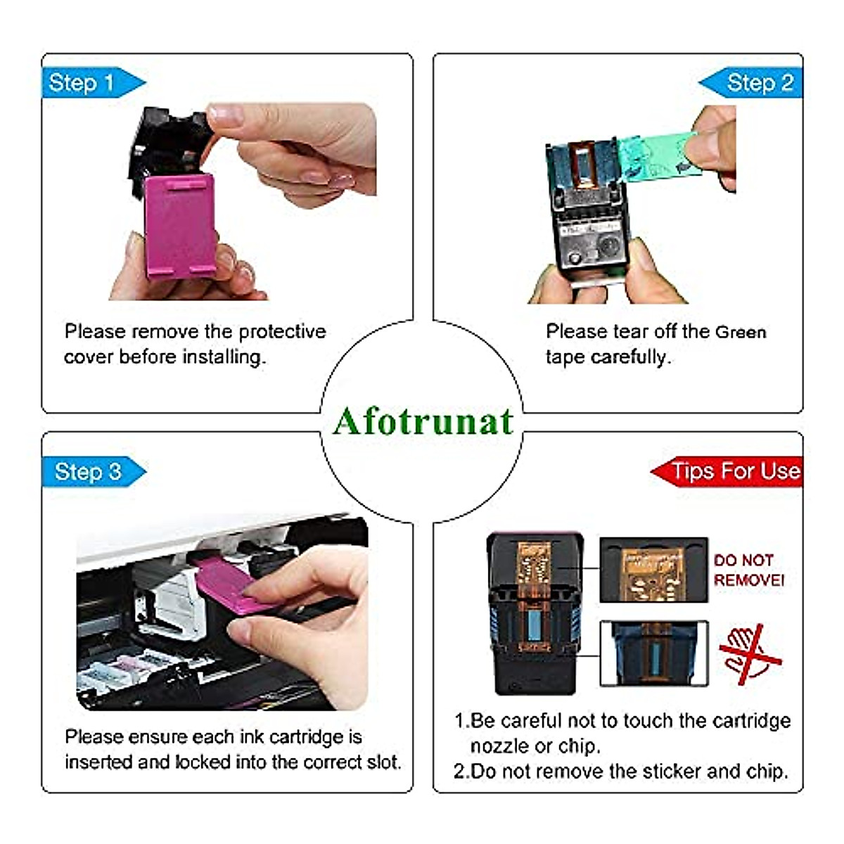 Afotrunat 61XL Ink Cartridges Combo Pack for HP 61 61XL for HP Envy 4500 4502 5530 5534 Deskjet 3050A 1000 1010 1512 3054 Officejet 1051 4630 4635 Printer (2 Black, 1 Tri-Color)