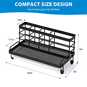 XG Glitter Sponge Holder for Kitchen Sink, Non-Slip Ktichen Sink Caddy Organizer, Bathroom Storage Organizer for Brush, Soap, Toiletries, Rustproof, Easy to Clean, Kitchen Bathroom Accessories - Black