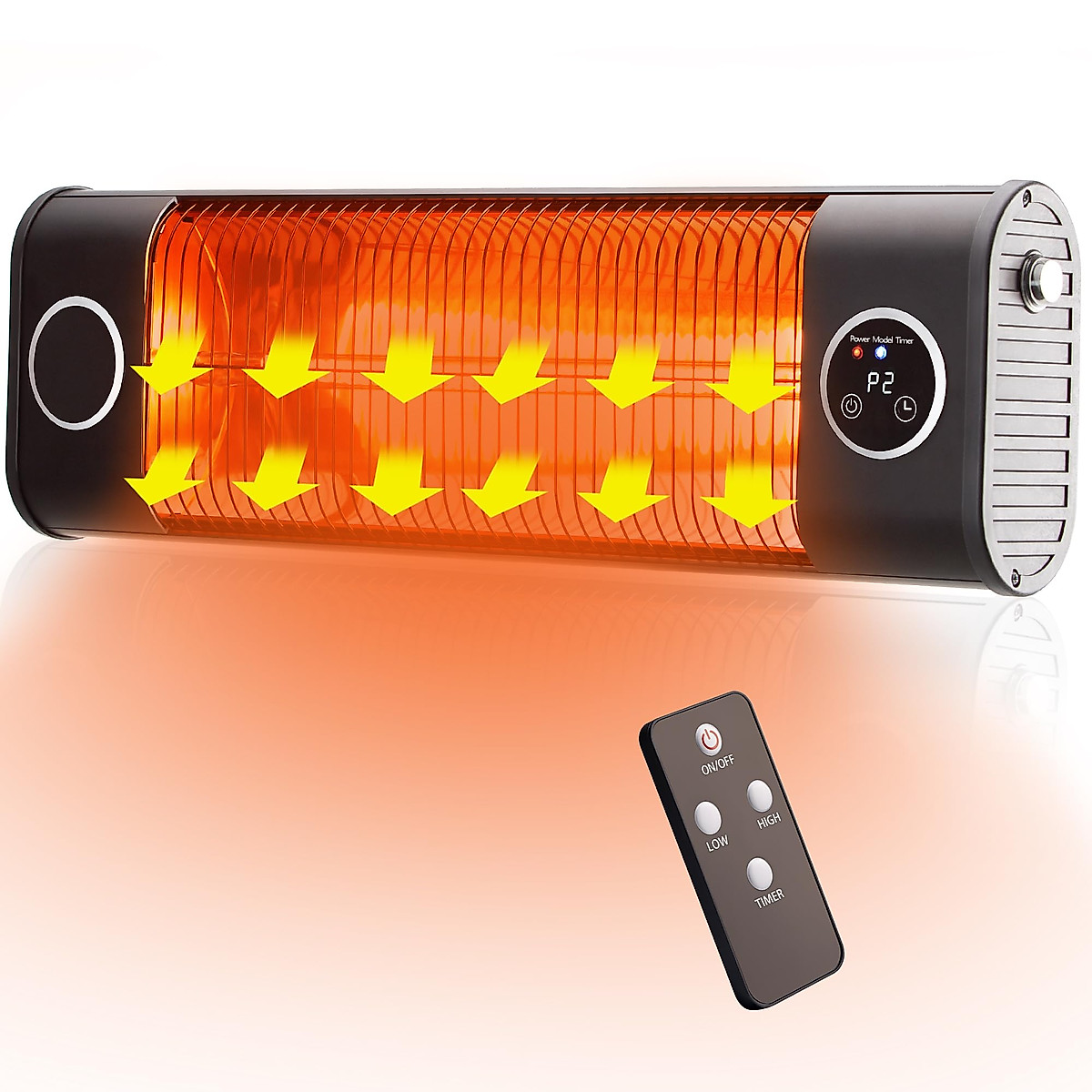 Uthfy Outdoor Patio Heater,Wall Mounted Heater for Garage Backyard,Infrared Heater for Indoor Use,1500W Electric Heater with Remote Control 9Hours Timer Overheating Protection