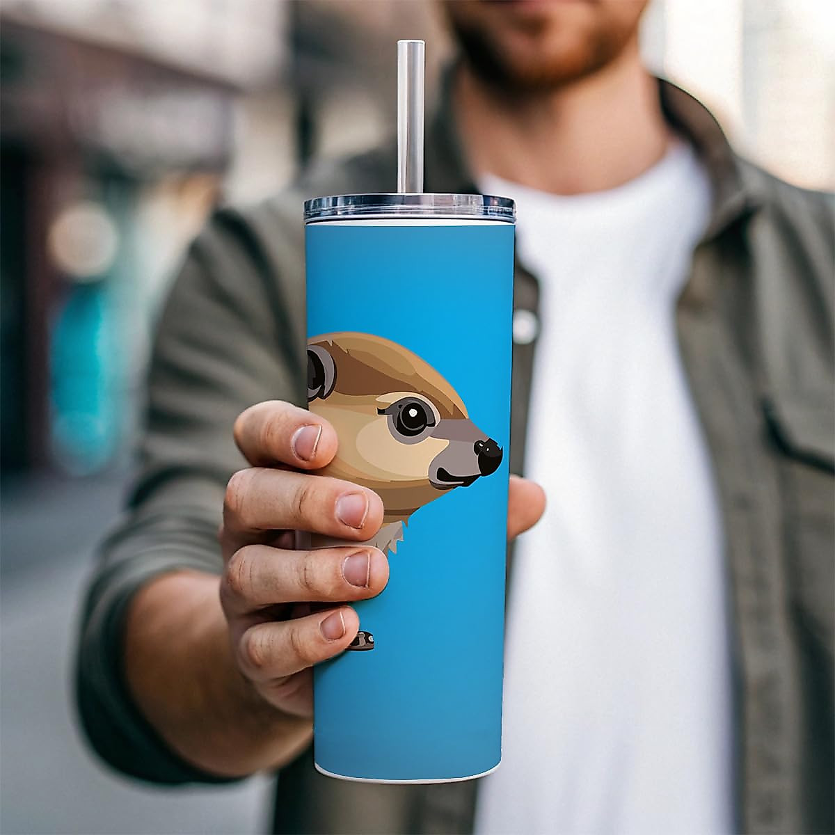 Hyrax Dassie Africa Animal Skinny Tumbler 20oz with Straw Insulated Water Bottle Gift