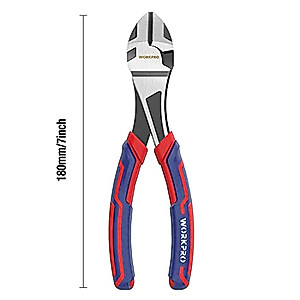 WORKPRO 7-Inch Diagonal Pliers in CRV Steel for Cutting Wires, Bi-material Handle Comfort Grip