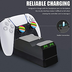 Controller Charging Station Dock Stand Compatible with Playstation 5 with 4 Thumbstick Caps