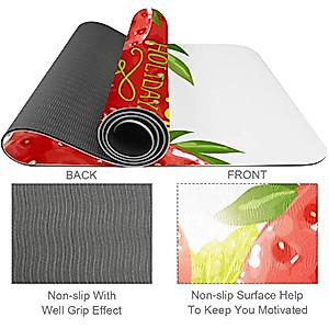 Yoga Mat, Yoga Mats for Home Workout, Workout Mat, Exercise Mats, Pilates Mat, Fruit Strawberry Red pattern