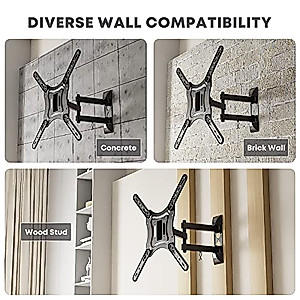 Full Motion TV Wall Mount for Most 23-55 Inch LED LCD Screens TVs up to 66lbs, TV Wall Bracket with Strong Articulating Arms Swivel Tilt Extension, Max VESA 400x400 (Black)