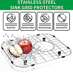 Sink Protectors for Kitchen Sink Stainless Steel- 14.6x12.6 Sink Grid for Bottom of Kitchen Sink - Farmhouse Metal Sink Rack for Bottom of Farm Kitchen Sink
