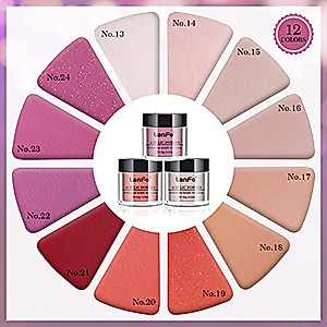 LanFo Acrylic Powder Set 12 Colors Acrylic Nail Powder Glitter Pink Red Purple Nail Acrylic Powder Professional Acrylic Nail Powder for Extension Carving Nail Kit Gifts No Nail Lamp Needed